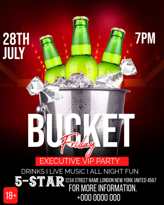 Red Typographic Bucket Night Instagram Portrait Template | PosterMyWall