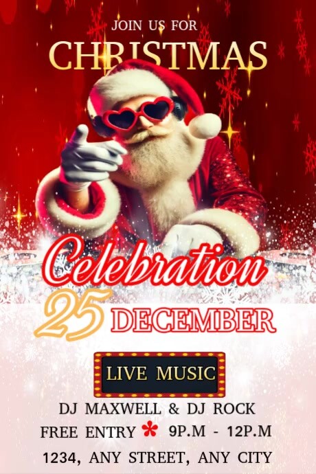 Red Typographic Christmas Celebration Poster Template | PosterMyWall