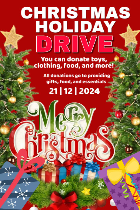 Copy of Red Typographic Christmas Holiday Drive Poster | PosterMyWall