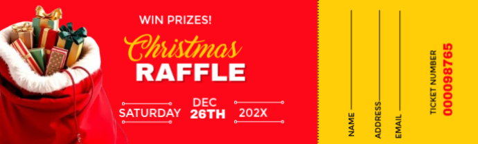 Red Typographic Christmas Raffle Ticket Design Template Linkedin ...