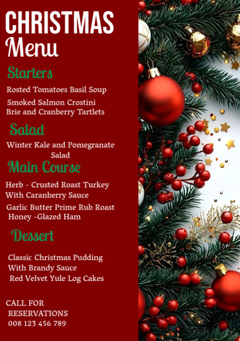 Copy of Red Typographic Christmas Retail Menu A5 | PosterMyWall