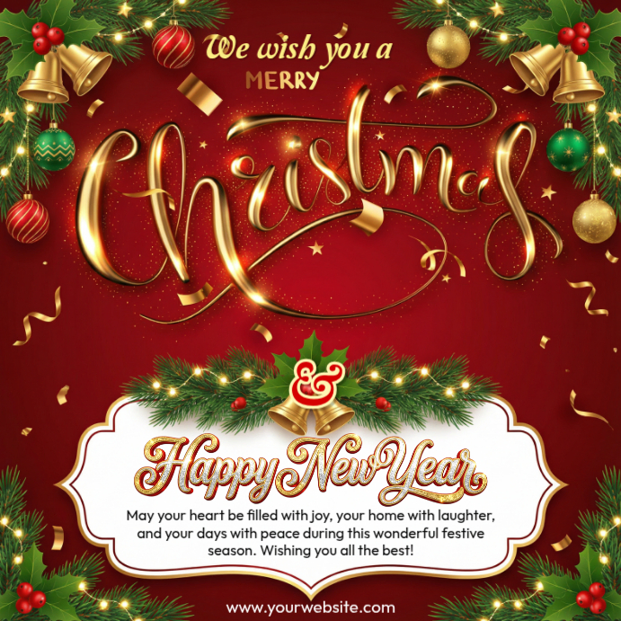 Red Typographic Christmas Wishes Instagram Post Template | PosterMyWall