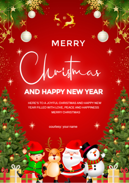 Red Typographic Christmas Wishes Template A3 | PosterMyWall
