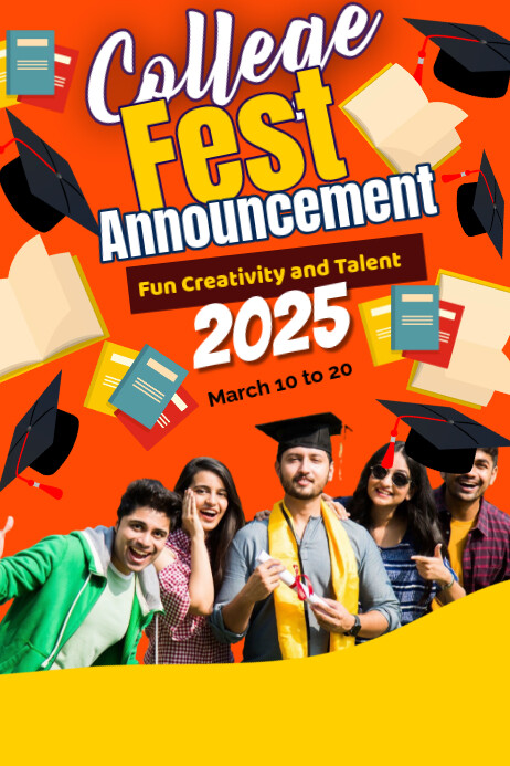 Red Typographic College Fest Announcement Poster Template | PosterMyWall