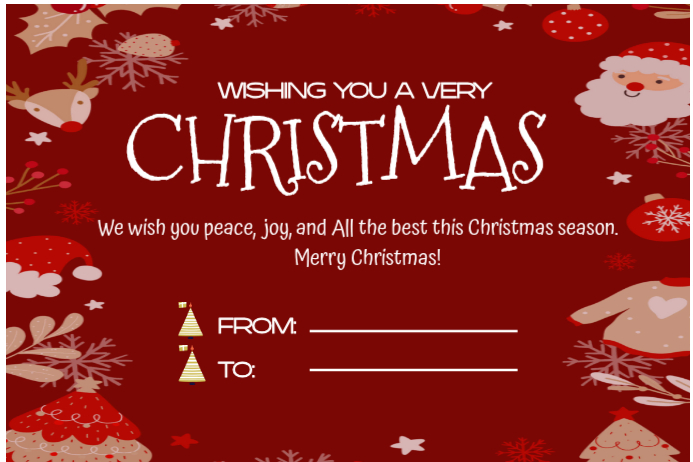 Red Typographic Editable Merry Christmas Greeting Card Template With ...