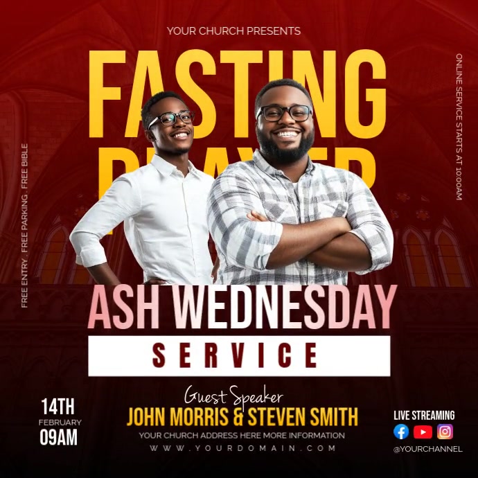 Szablon Red Typographic Fasting And Prayer Ash Wednesday Instagram Post ...