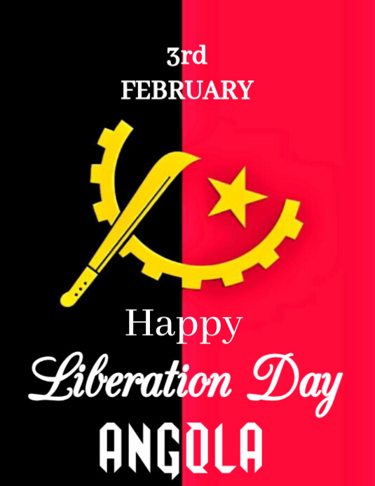 Red Typographic February 3rd Angola Liberation Day Flyer (us Letter) Template | PosterMyWall