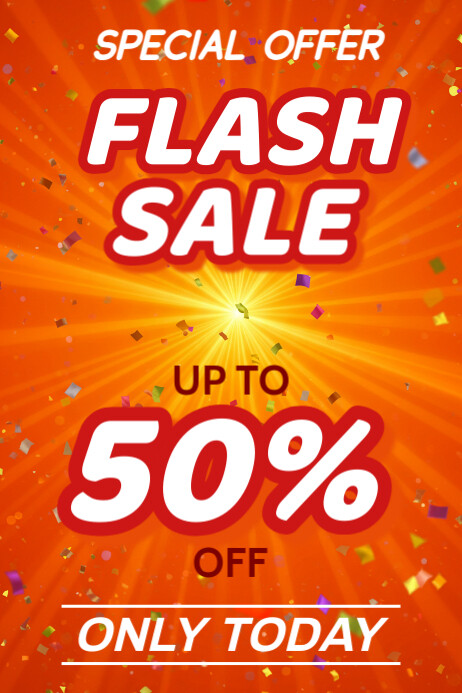 Red Typographic Flash Sale! Up To 50% Off - Only Today! Poster Template ...