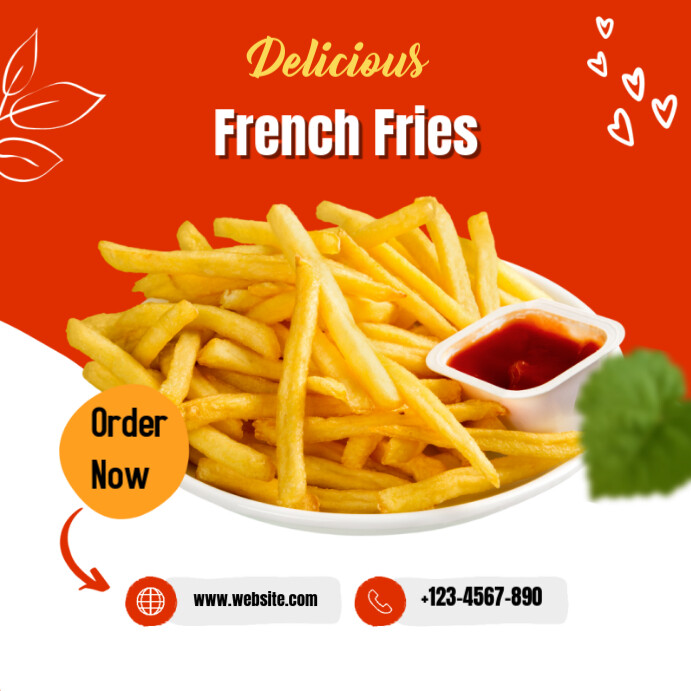 Plantilla de Red Typographic French Fries Instagram Post | PosterMyWall