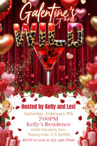 Red Typographic Galentine's Gone Wild Poster Template | PosterMyWall