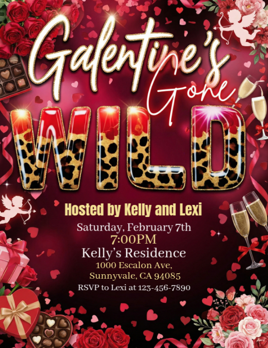 Red Typographic Galentine's Gone Wild Poster Template | PosterMyWall