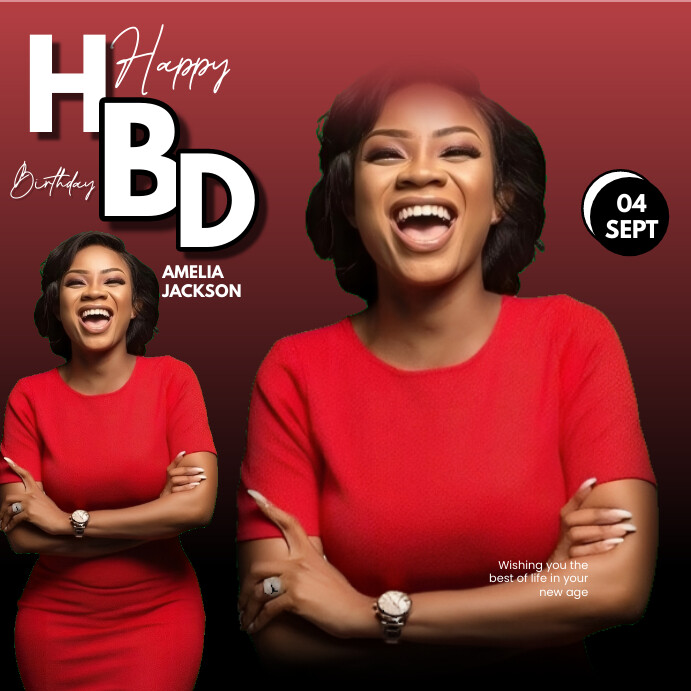 Red Typographic Happy Birthday Graphics Insta Template | PosterMyWall