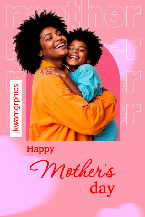 Copy of Red Typographic Happy Mother With Child White And Pink Colour ...