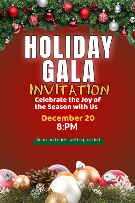 Copy of Red Typographic Holiday Gala Invitation Poster | PosterMyWall