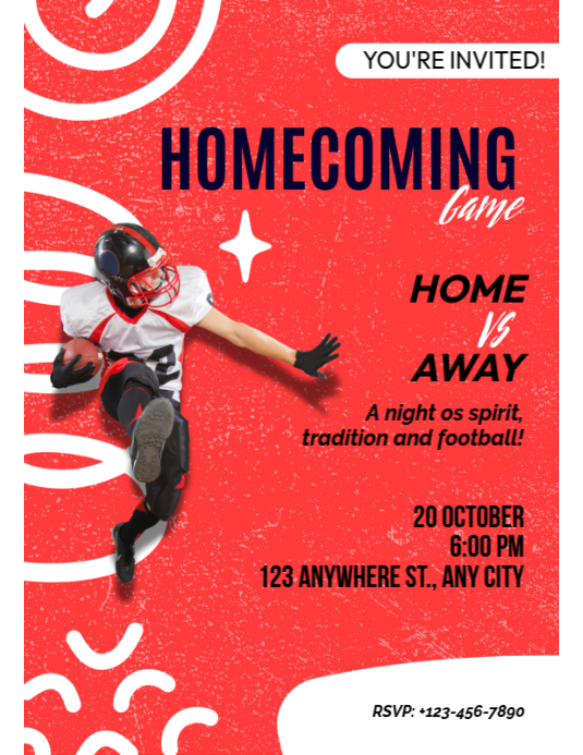 Red Typographic Homecoming Game Flyer (us Letter) Template | PosterMyWall