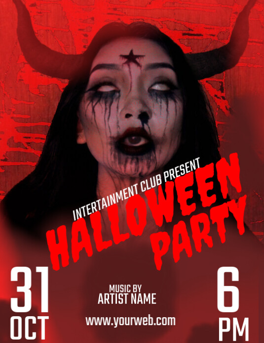 Copy of Red Typographic Horror Party Flyer (us Letter) | PosterMyWall
