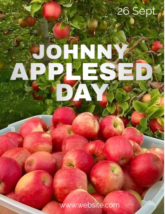 Plantilla de Red Typographic Johnny Appleseed Day Flyer (us Letter ...