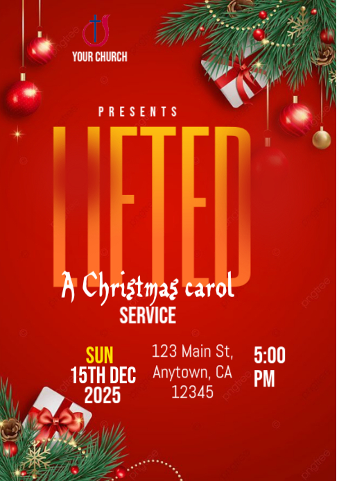 Red Typographic Lifted – Christmas Carol Service Flyer Template A4 ...