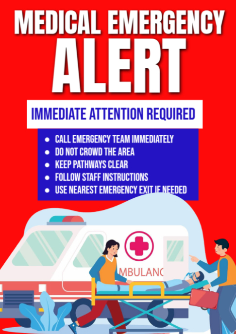 Red Typographic Medical Emergency Alert A2 Template | PosterMyWall