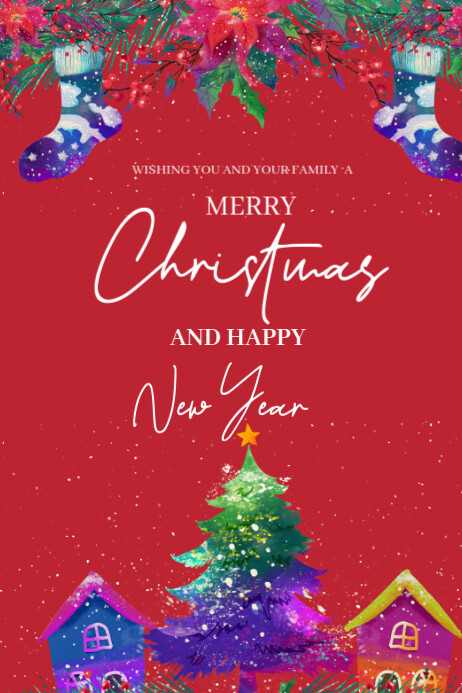 Red Typographic Merry Christmas Design Poster Template | PosterMyWall