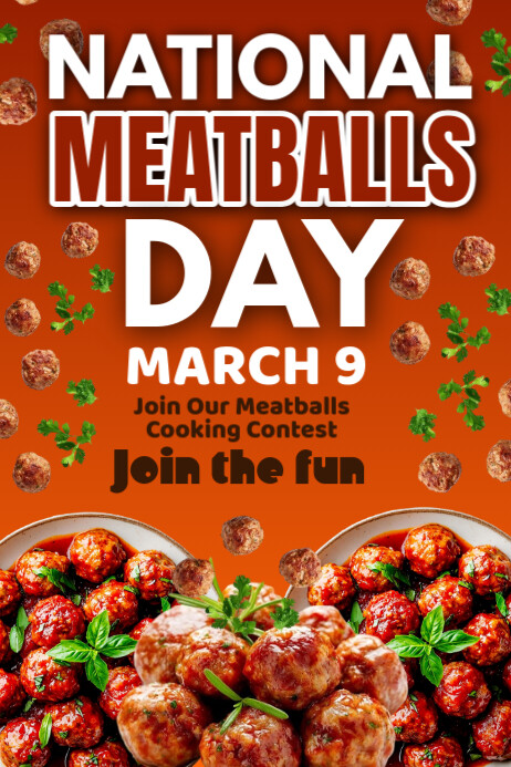 Copy of Red Typographic National Meatballs Day Poster | PosterMyWall