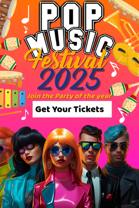 Copy of Red Typographic Pop Music Festival Poster | PosterMyWall