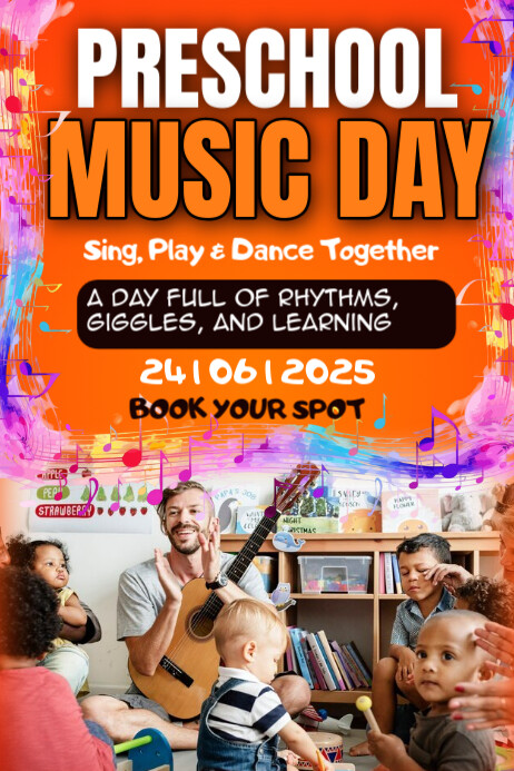 Copy of Red Typographic Preschool Music Day Poster | PosterMyWall
