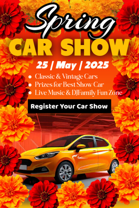 Red Typographic Spring Car Show Poster Template | PosterMyWall