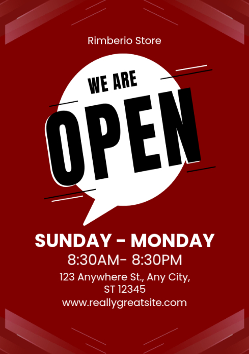 Red Typographic Store Opening Announcement A4 Template | PosterMyWall