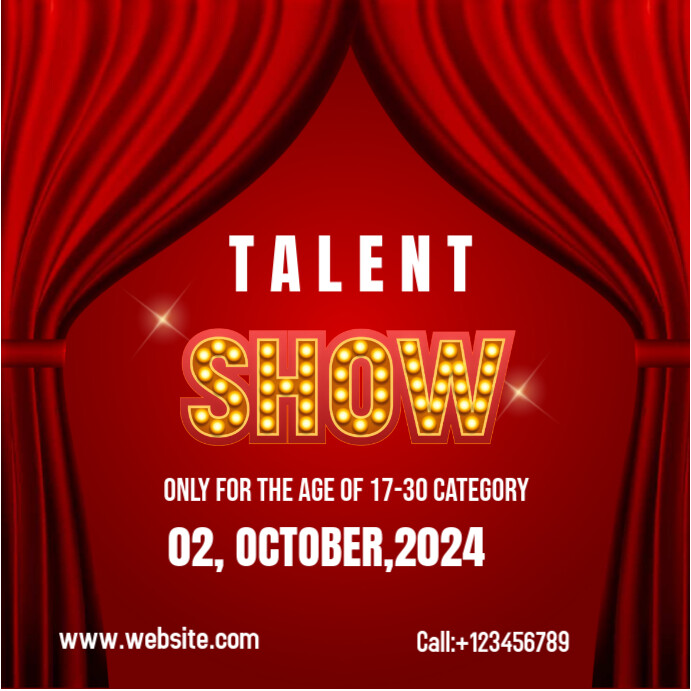 Red Typographic Talent Show Instagram Post Template | PosterMyWall