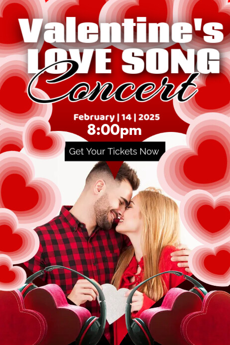 Red Typographic Valentine's Love Concert Poster Template | PosterMyWall