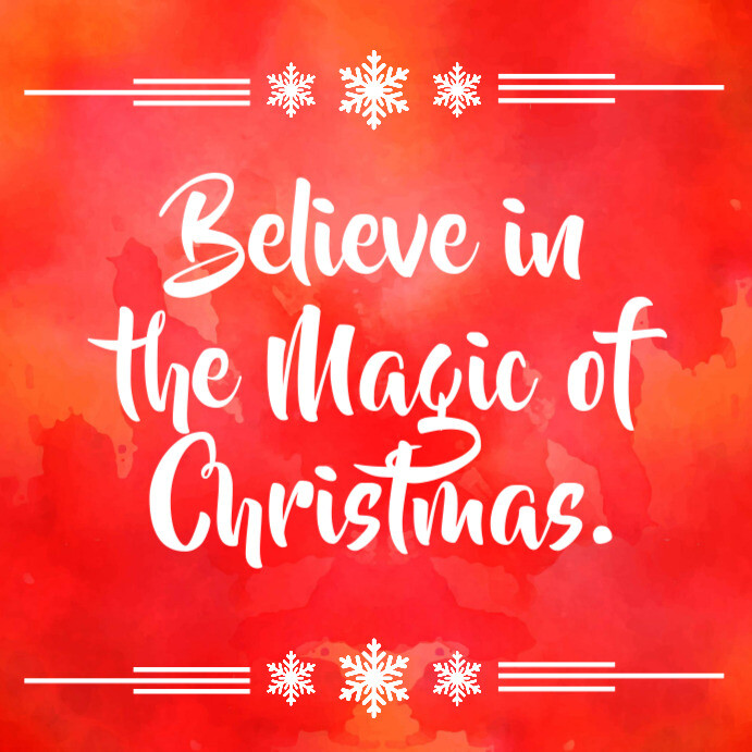 Red Typographic Wall Art Christmas Square (1:1) Template | PosterMyWall