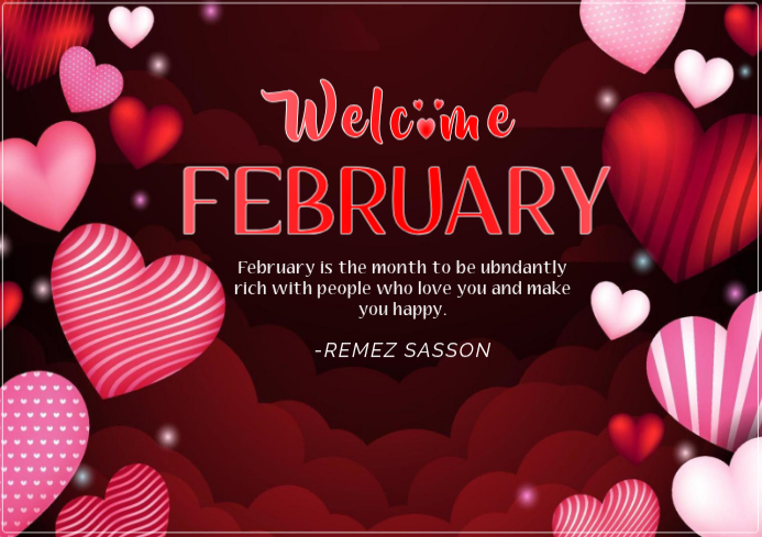 Red Typographic Welcome February 2026 A4 Template | PosterMyWall