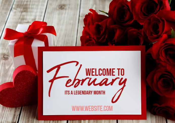 Red Typographic Welcome To February Design A4 Template | PosterMyWall