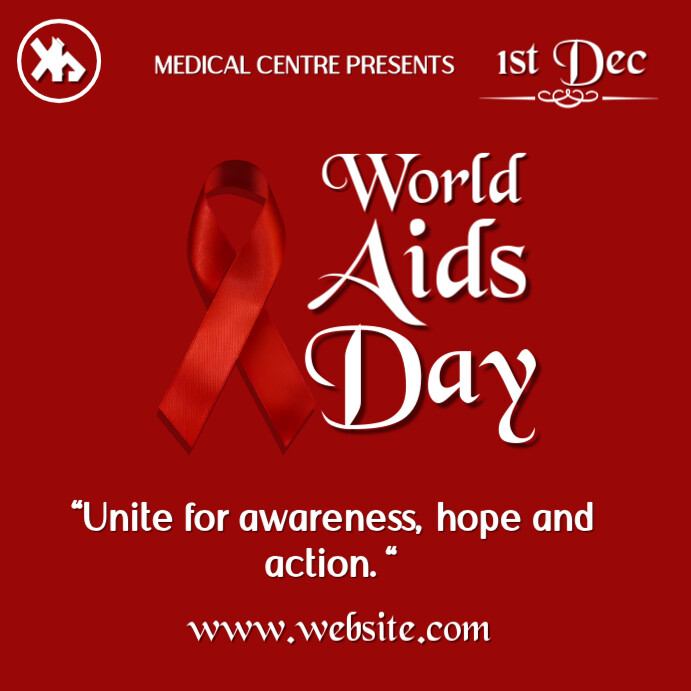 Red Typographic World Aids Day Instagram Post Template | PosterMyWall