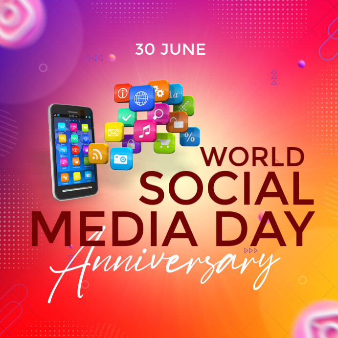 Red Typographic World Social Media Day Instagram Post Templat ...