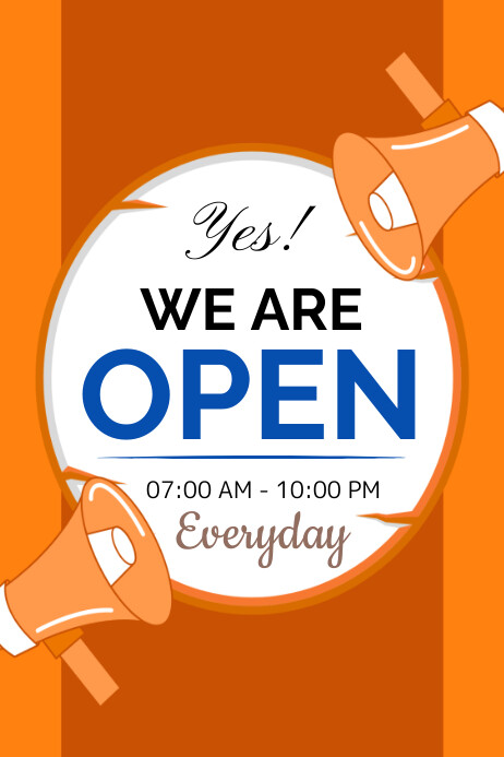 Red Typographic Yes We're Open Now Templates | PosterMyWall