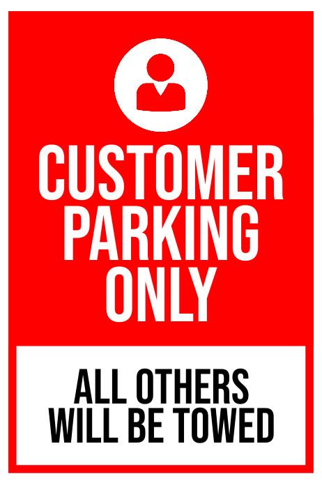 Red Typography Customer Parking Only Poster Template | PosterMyWall