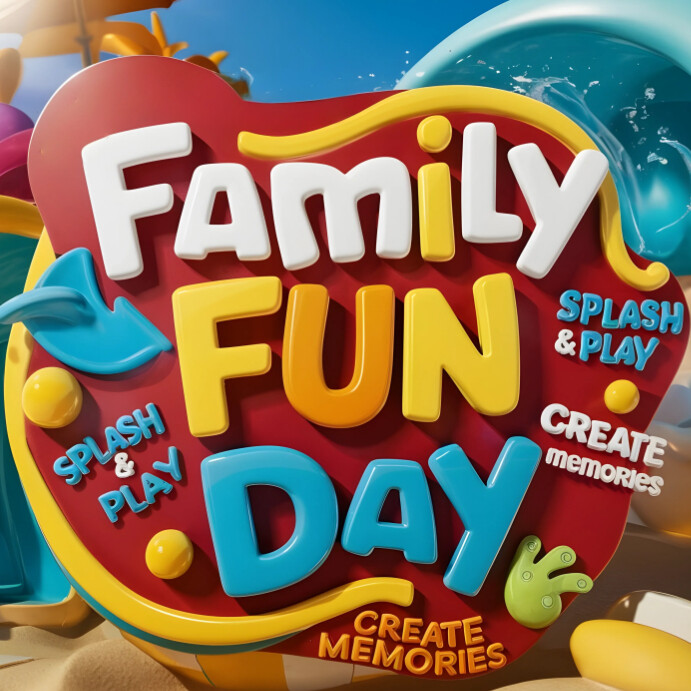 Red Typography Family Fun With Typography Ins Template | PosterMyWall