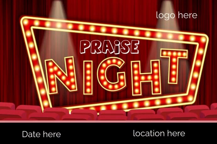 Copy of Red Typography Night Banner 4' × 6' | PosterMyWall