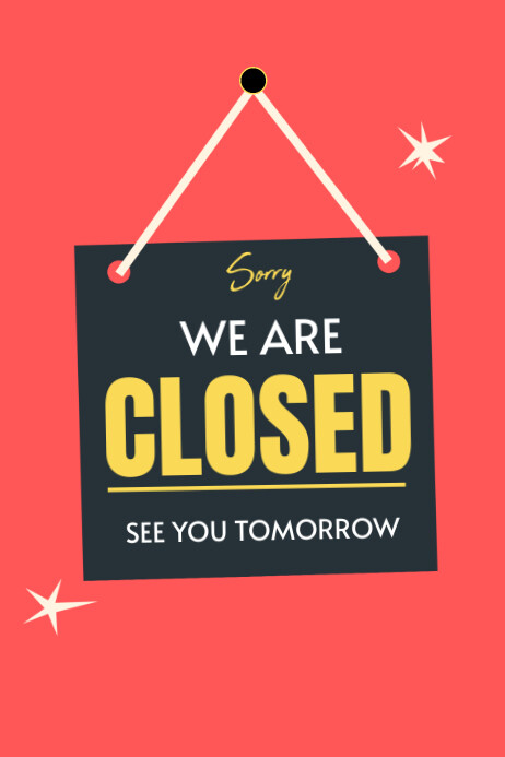 Red Typography Sorry We're Closed Temporarily Template | PosterMyWall