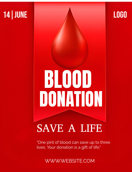 Red Typography World Blood Donor Day Flyer (u Template | PosterMyWall