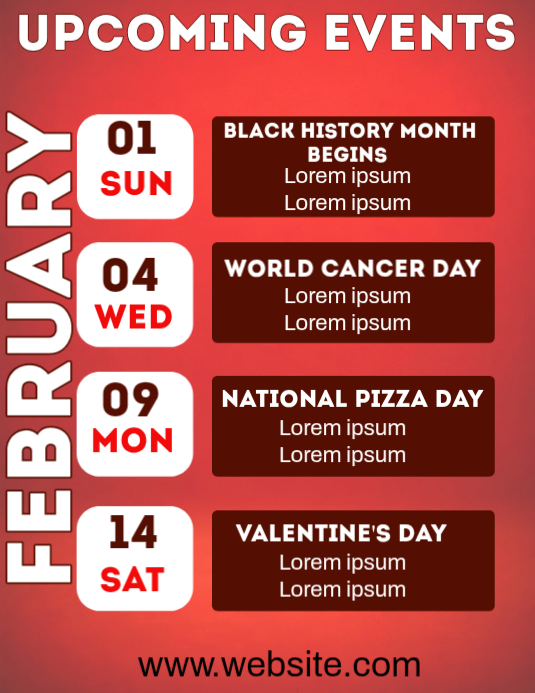 Red Upcoming Events Flyer Template | PosterMyWall