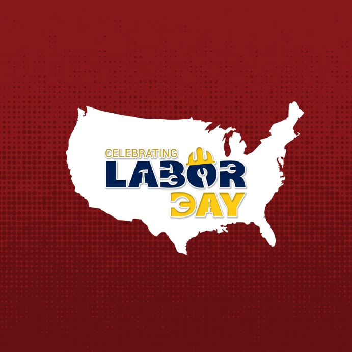 Red USA labor day design with map Template | PosterMyWall