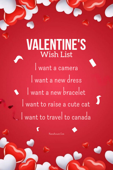 Red Valentine's Wish List Template Poster | PosterMyWall