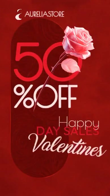 Plantilla de Red Valentine’s Day Sale Template with Pink Floral 3D ...