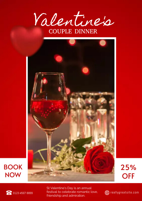 Copy of Red Valentine's couple dinner poster | PosterMyWall