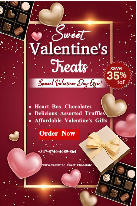 Red Valentine's Day Chocolate Sale Poster Template | PosterMyWall