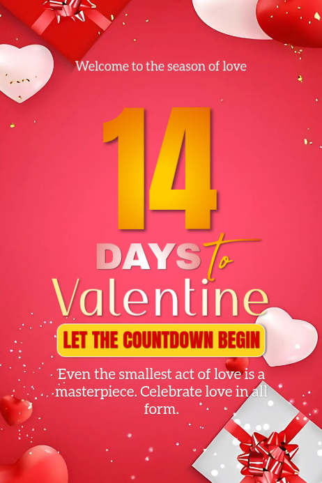 Red Valentine's Day Countdown Poster Template | PosterMyWall
