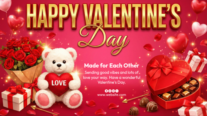 Red Valentine's Day Digital Display Template | PosterMyWall